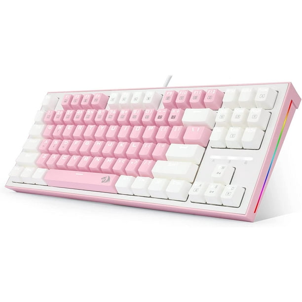 Redragon K611 Dual Color Keys Mechanical Gaming Keyboard Single White RGB Backlit 87 Key ...