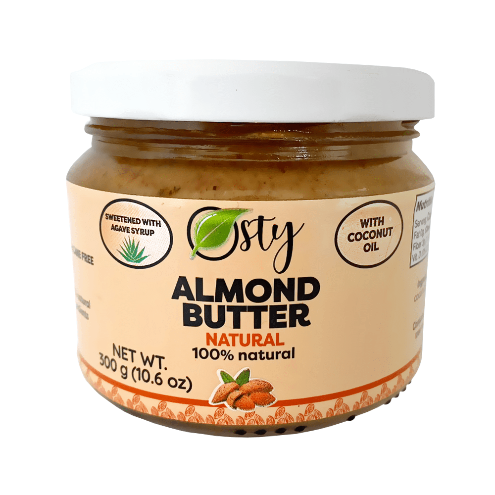 Osty Natural Almond butter, 100% Natural and Organic ingredients. Made ...
