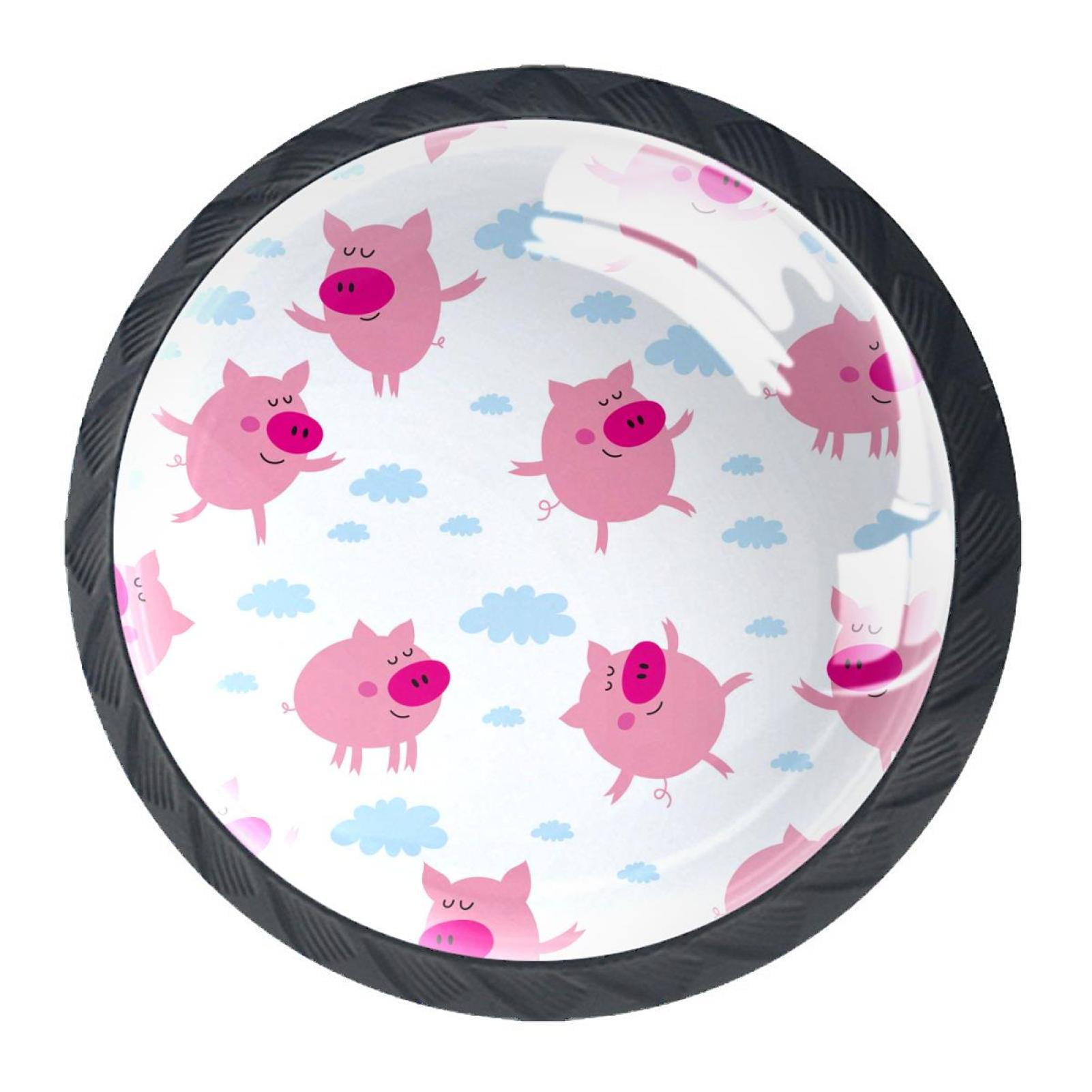 4 Pcs Happy Pink Pig Dancing Knobs for Kitchen Cabinet Cupboard Dresser ...
