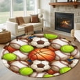 3D Balls Sports Round Rug 6ft Washable Circle Kitchen Rugs Non Slip ...