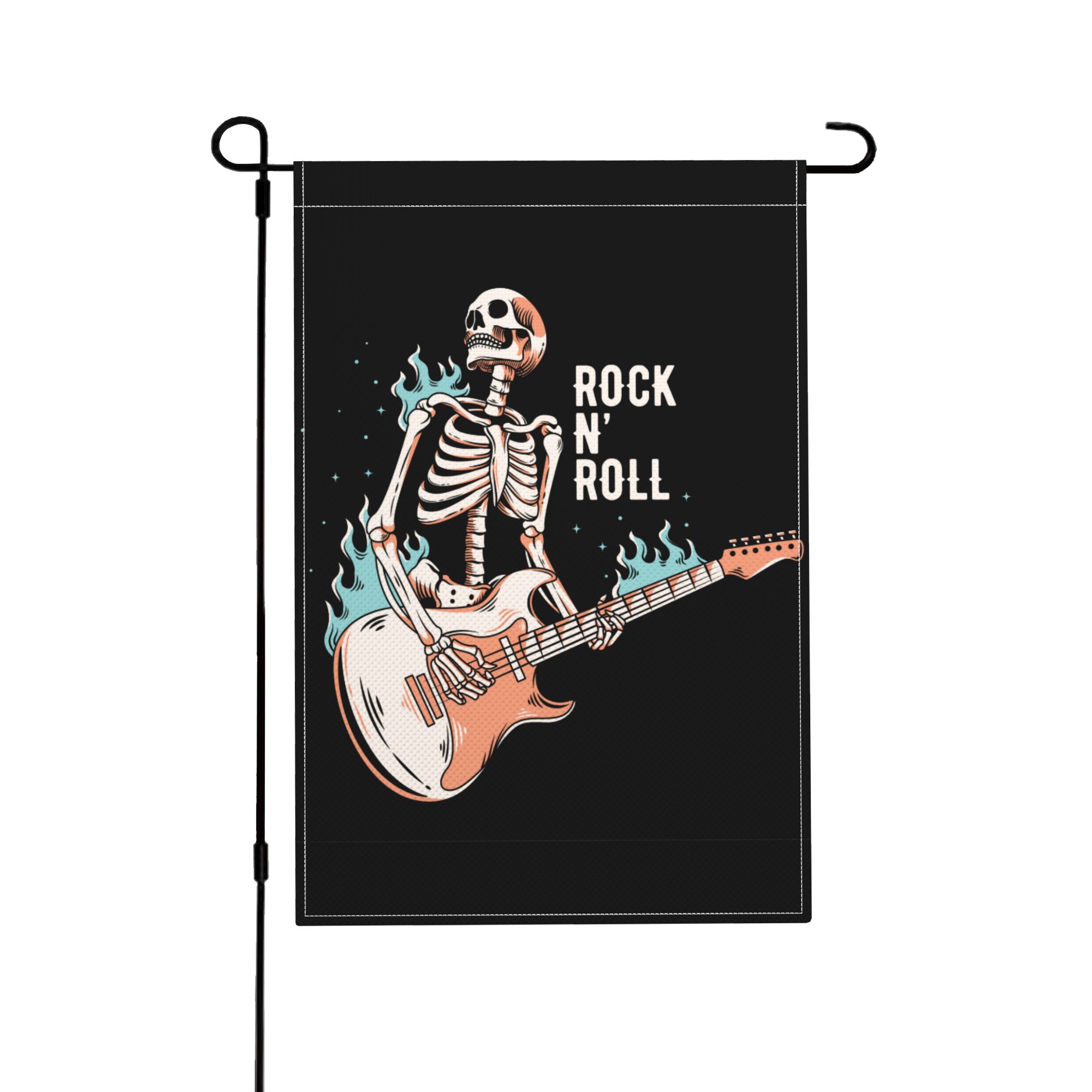 TEQUAN Rock Skull Guitarist Garden Flags, 18 x 12 inch Double Sided ...