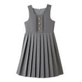 Cowsor Girls' Solid Color College Prep Pleated Dress - Sleeveless Round ...