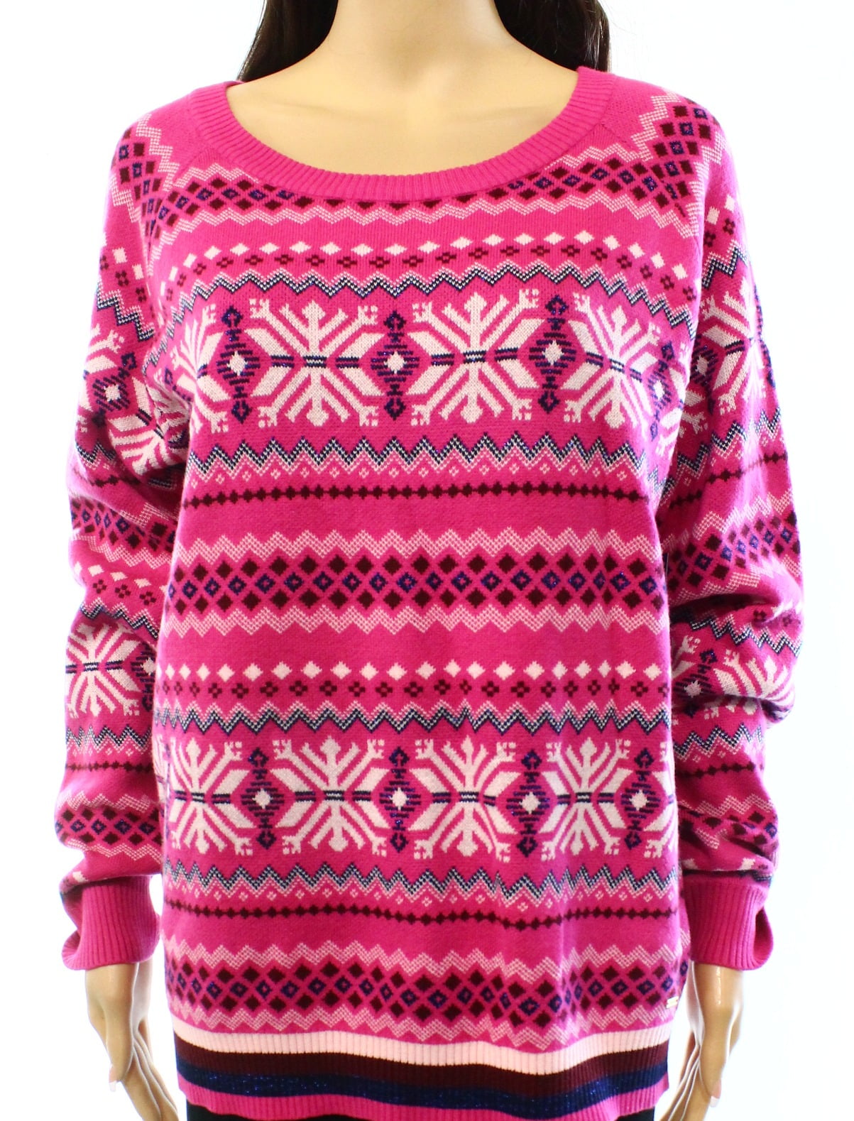 Tommy Hilfiger Tommy Hilfiger New Pink Womens Size Xl Printed Ribbed