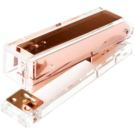 Clear Acrylic Rose Gold Stapler Luxury Desktop Manual Staplers with Top ...