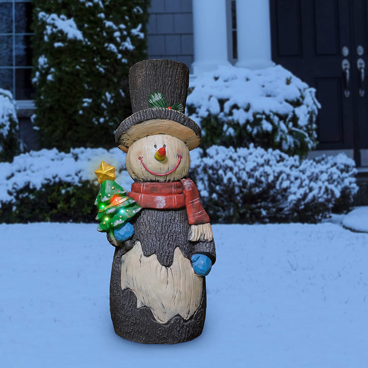 Alpine Corporation 21" x 16" x 48" Polyresin Snowman Light-Up Holiday ...