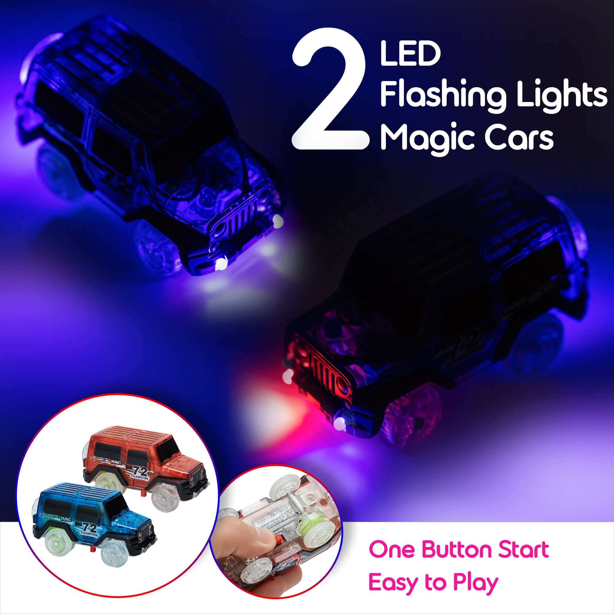 2X Car Toy Creativity LED Flashing Car Looping Race Run Set Electric ...