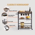 BENTISM 3-Tier Bar Serving Cart Rolling Trolley with Wine Grid Glass ...