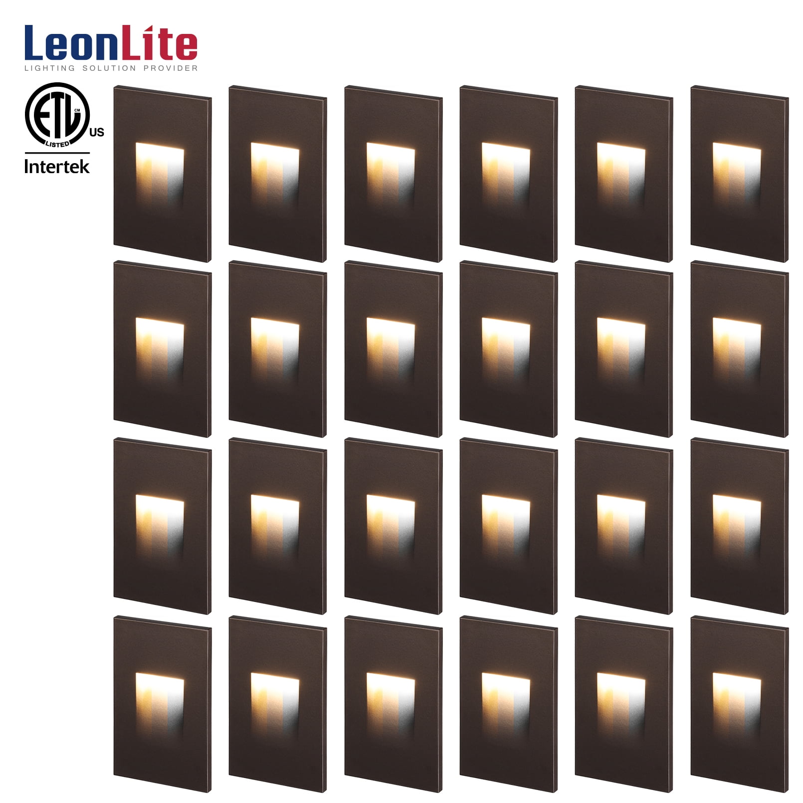 LEONLITE 24 Pack 3CCT LED Step Lights, 120V Dimmable Stair Lights ...
