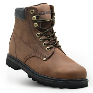 Texas Steer Men's Work Boots 6" Leather Soft Toe Nubuck, Rubber Sole ...