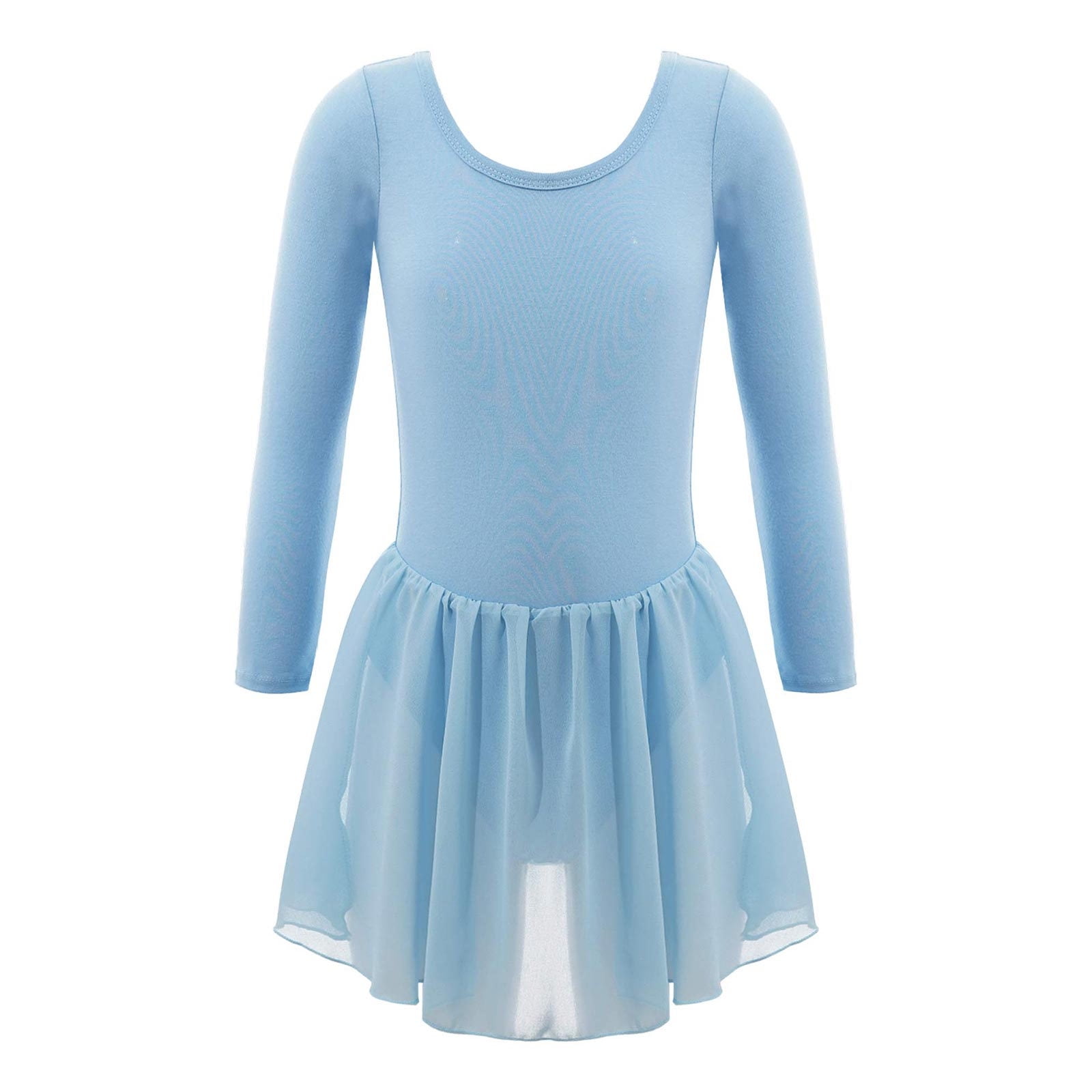 Alvivi Girls Long Sleeve Ballet Leotard Dress Solid Color Ballerina ...