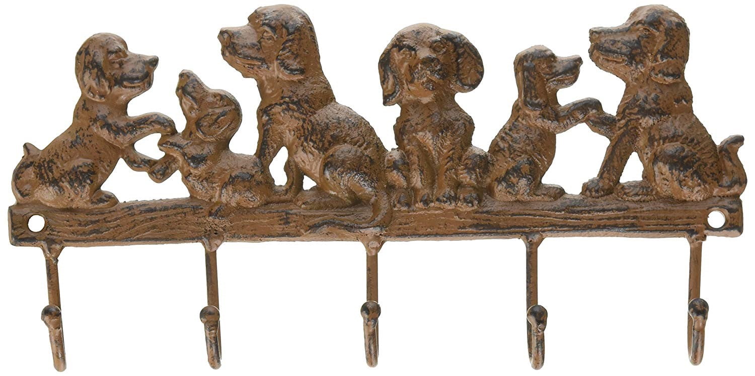 LuLu Decor, Cast Iron 5 Dog Key Hooks, Solid Sturdy Hooks, Ideal for ...