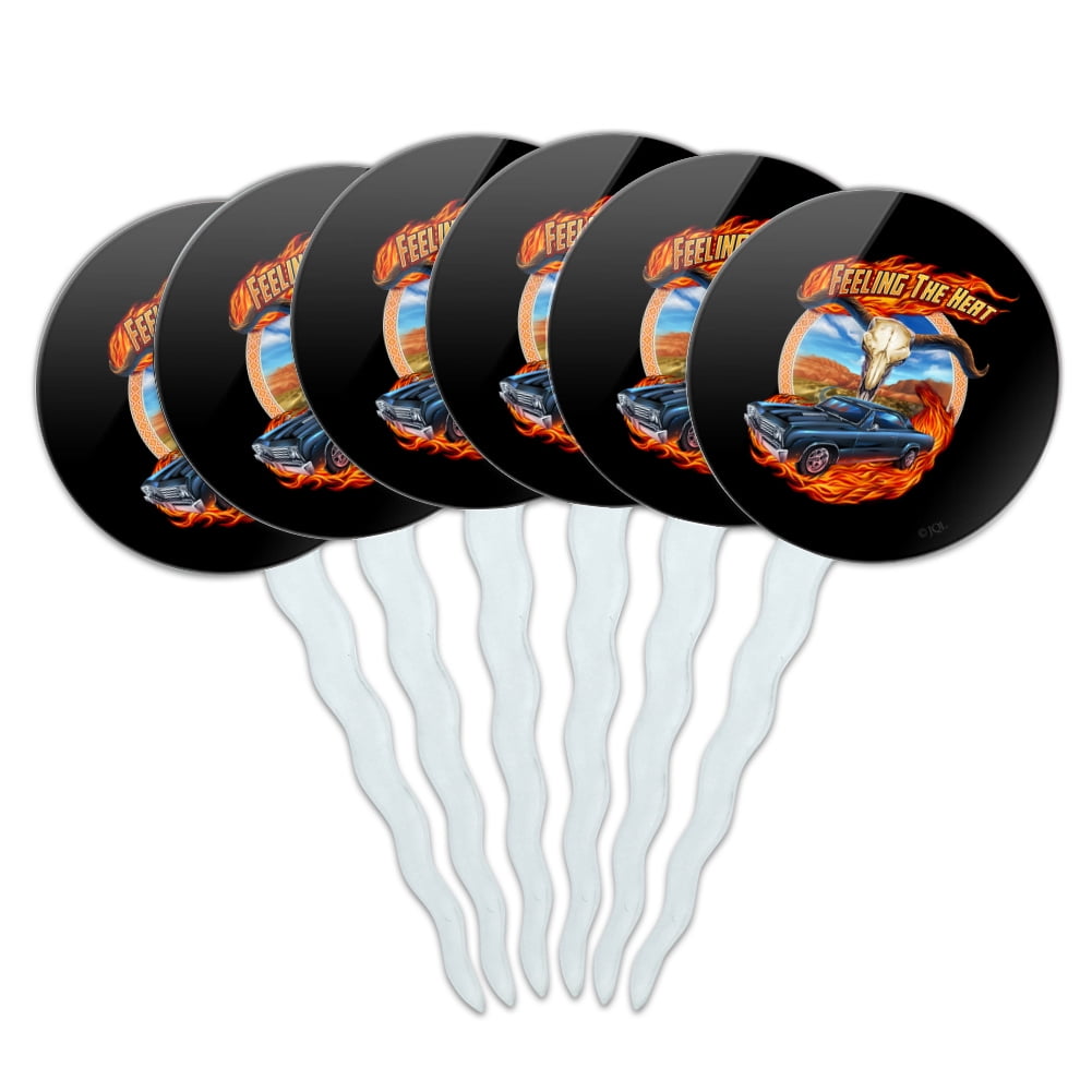 Hot Rod Muscle Classic Car Feeling Heat Steer Skull Cupcake Picks ...