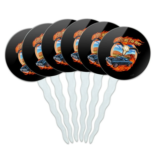 Hot Rod Muscle Classic Car Feeling Heat Steer Skull Cupcake Picks ...