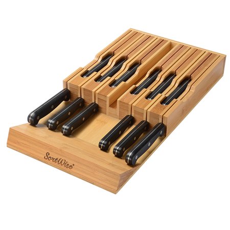In-Drawer Bamboo Knife Block Holds 12 Knives,Home Kitchen Knife Holder ...