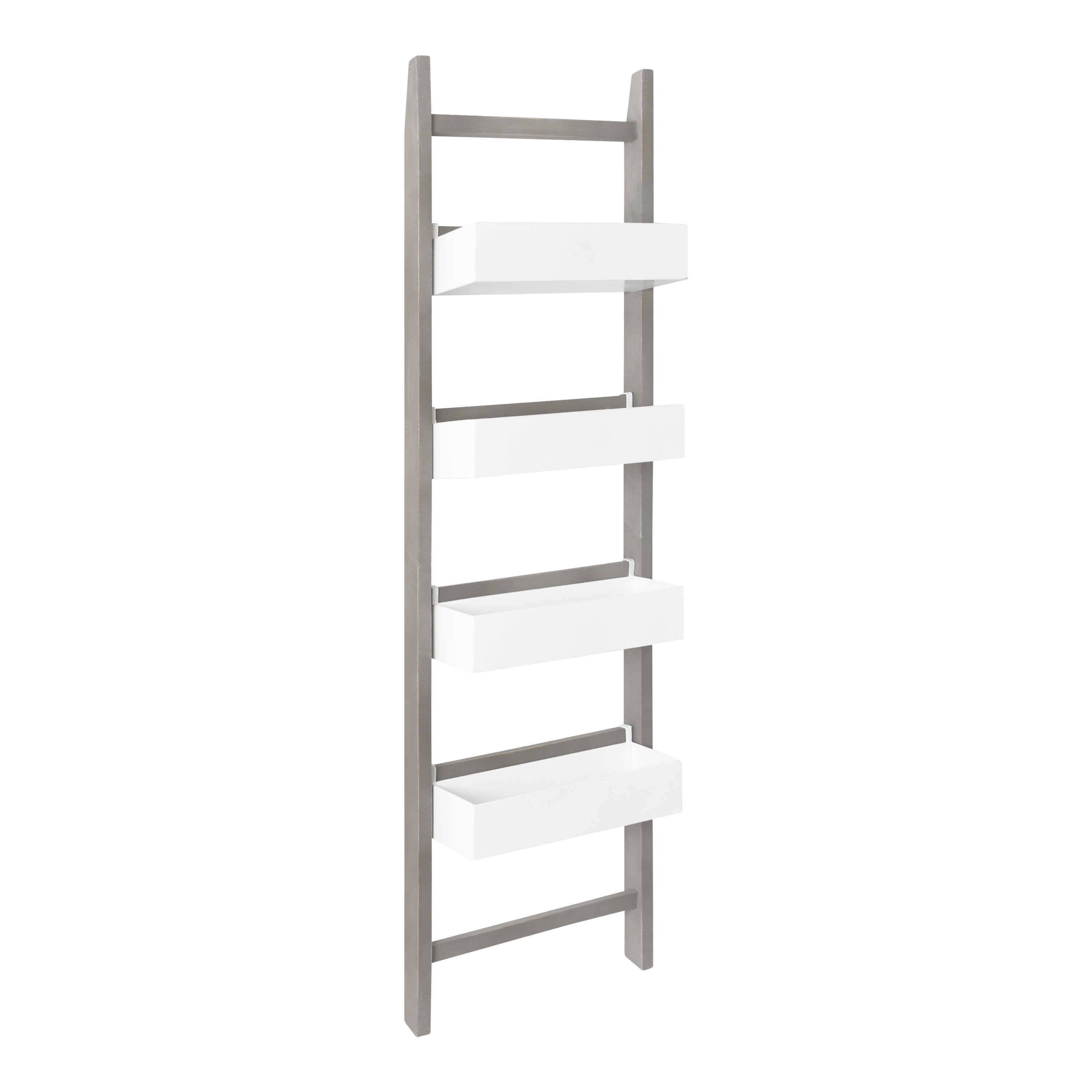 Kate and Laurel Pothos Wood and Metal Bin Leaner Storage Ladder, Gray ...