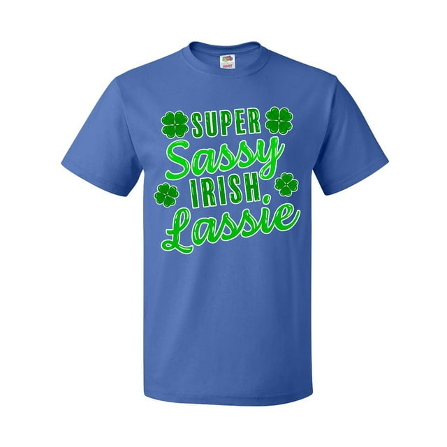 Inktastic Super Sassy Irish Lassy with Green 4 Leaf Clovers T-Shirt ...