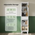 67" Tall Bathroom Storage Cabinet with Fluted Doors, Narrow Metal ...