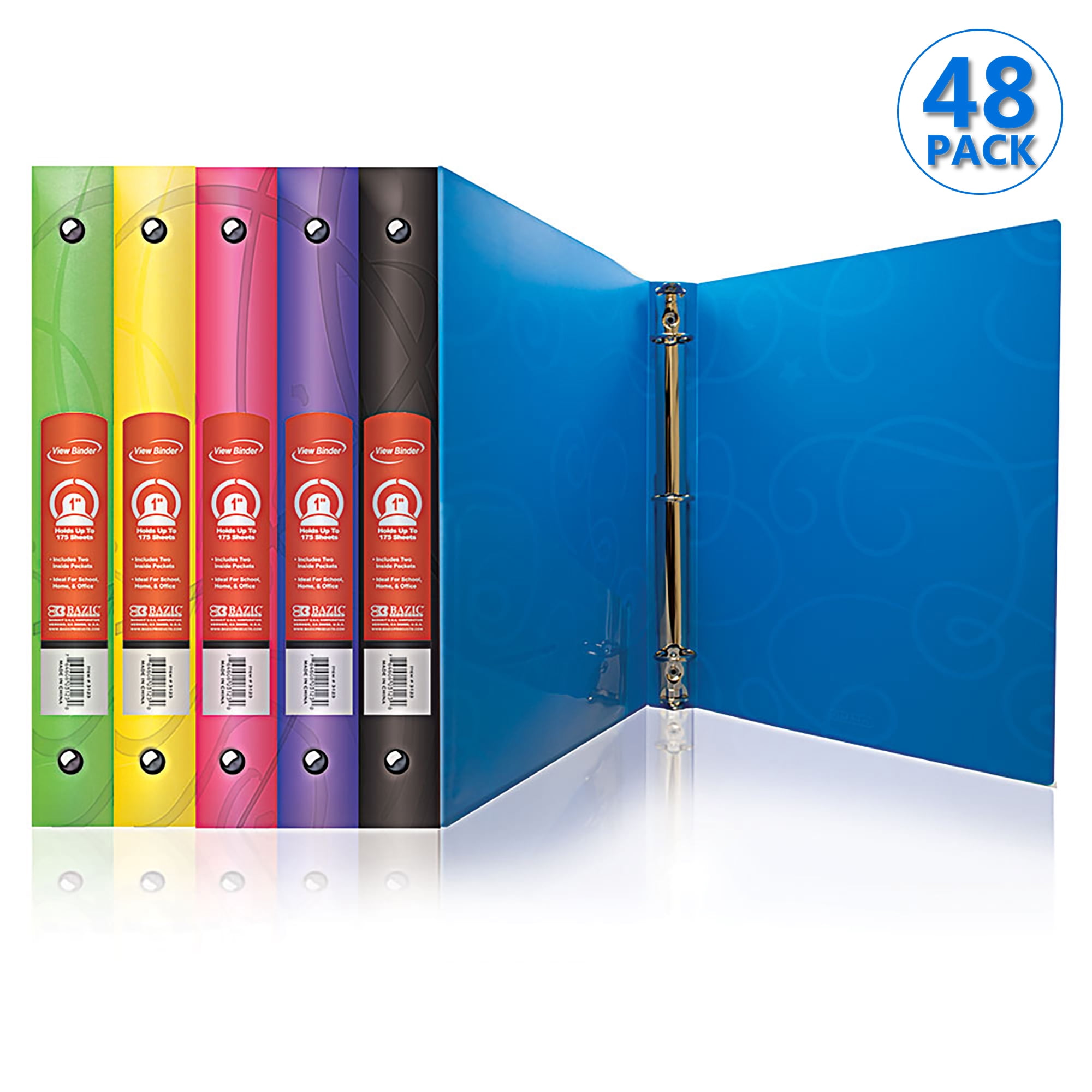 BAZIC 3 Ring Binder 1" Poly Binders Swirl Color Soft Cover, Hold 175 ...