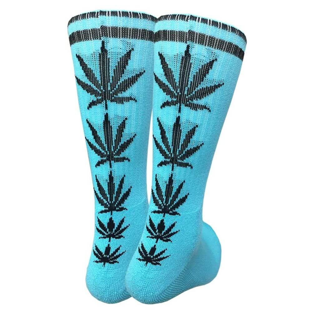 Couver Unisex Weed Leaf Printed Marijuana Mid-Calf Crew Socks (Sky Blue ...