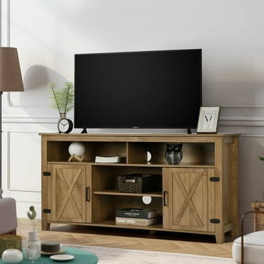 Vineego Farmhouse Barn Two-Door Tv Stand for TVs up to 65", Rustic Brown - Walmart.com