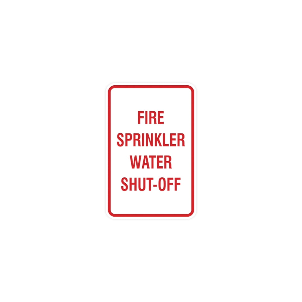 Portrait Round Fire Sprinkler Water Shut-Off Sign (White/Red) - Large 6 ...