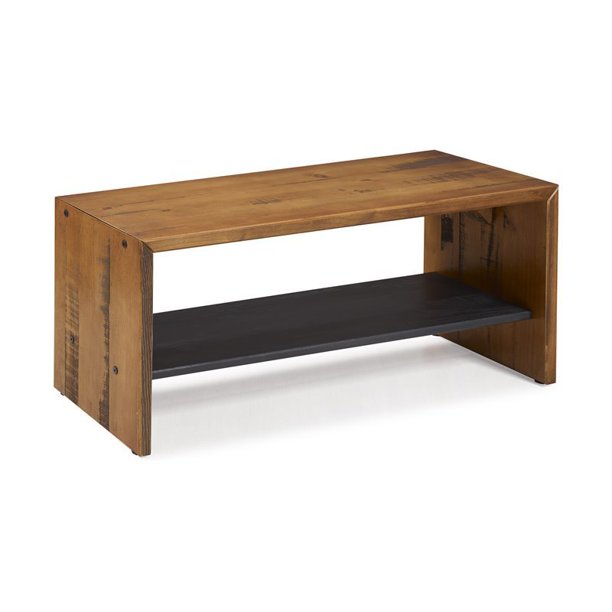 Pemberly Row 42" Solid Rustic Reclaimed Wood Entry Bench in Amber ...