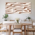Abstract Lines Canvas Wall Art 3 Panels, Brown Water Ripple Modern Art ...