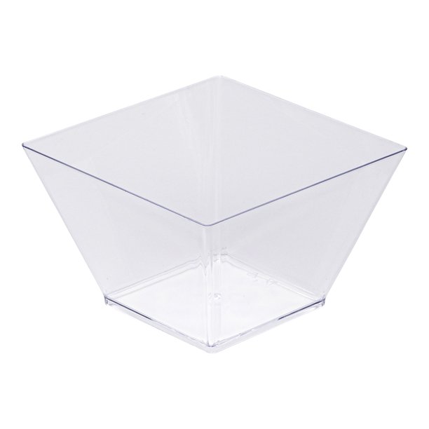 16 oz Square Clear Plastic Large Kova Bowl - 4 1/4" x 4 1/4" x 3" - 100 ...