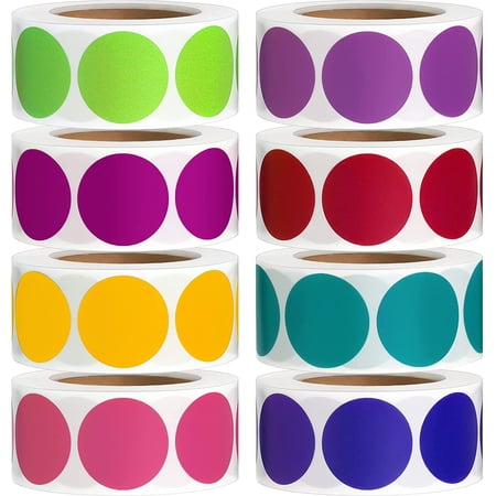 HEIBIN4000 Pieces Removable Color-Code Dot Stickers 1 Inch Circle Dots ...