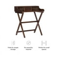 Linon Cade Wood Folding Desk with Small Drawer in Antique Walnut Brown ...