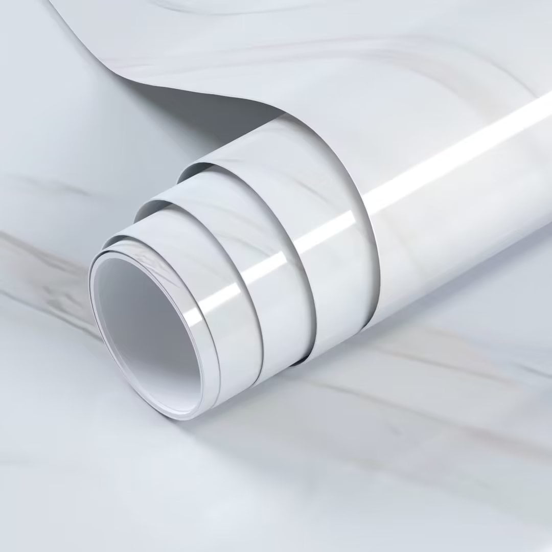 VOLEAAR Glossy White Marble Contact Paper 15.7 x 78.7 Inches Peel and ...