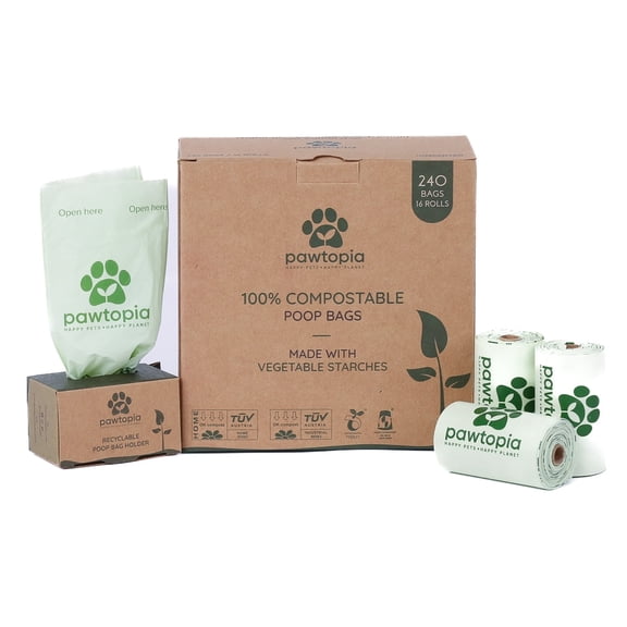 Pawtopia Certified Home Compostable Biodegradable Dog Poop Bags | Cat ...