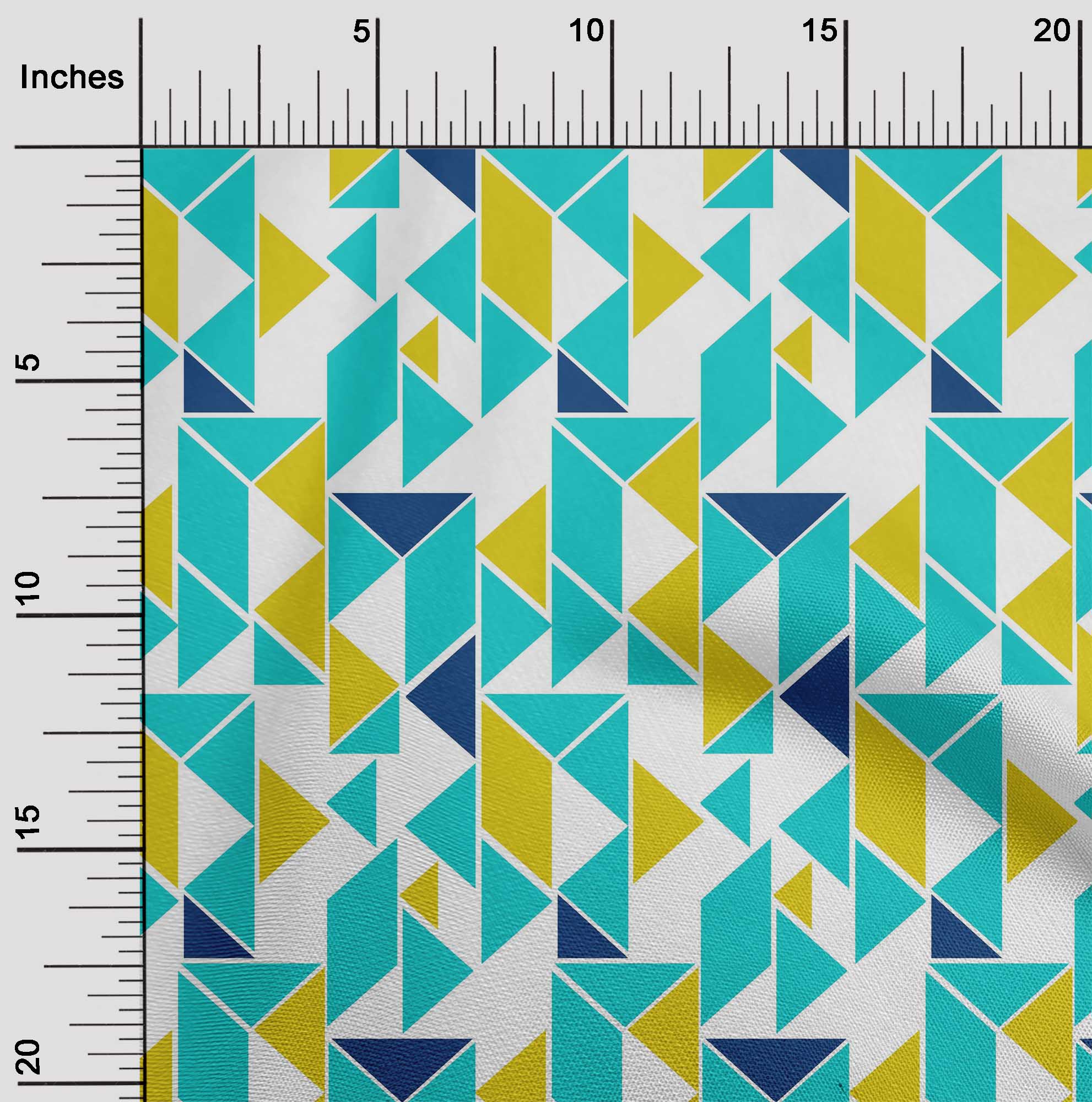 oneOone Silk Tabby Fabric Parallelogram & Triangle Geometric Print ...