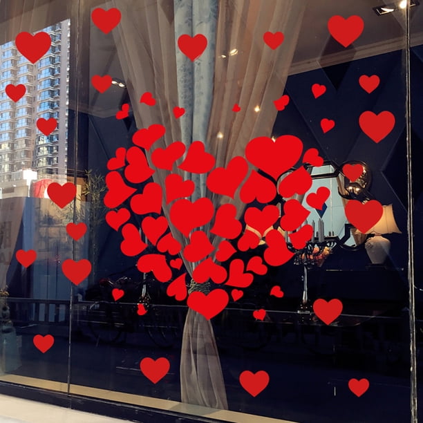 Aofa 6Sheets Heart Floor Decals Removable Heart Window Decals Heart ...