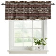 Abstract Stripes 2 Panels Kitchen Valance, Brown Aztec Native Tribal ...