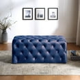 Nathaniel Home Deep Button Tufted Microfiber Ottoman, Upholstered ...