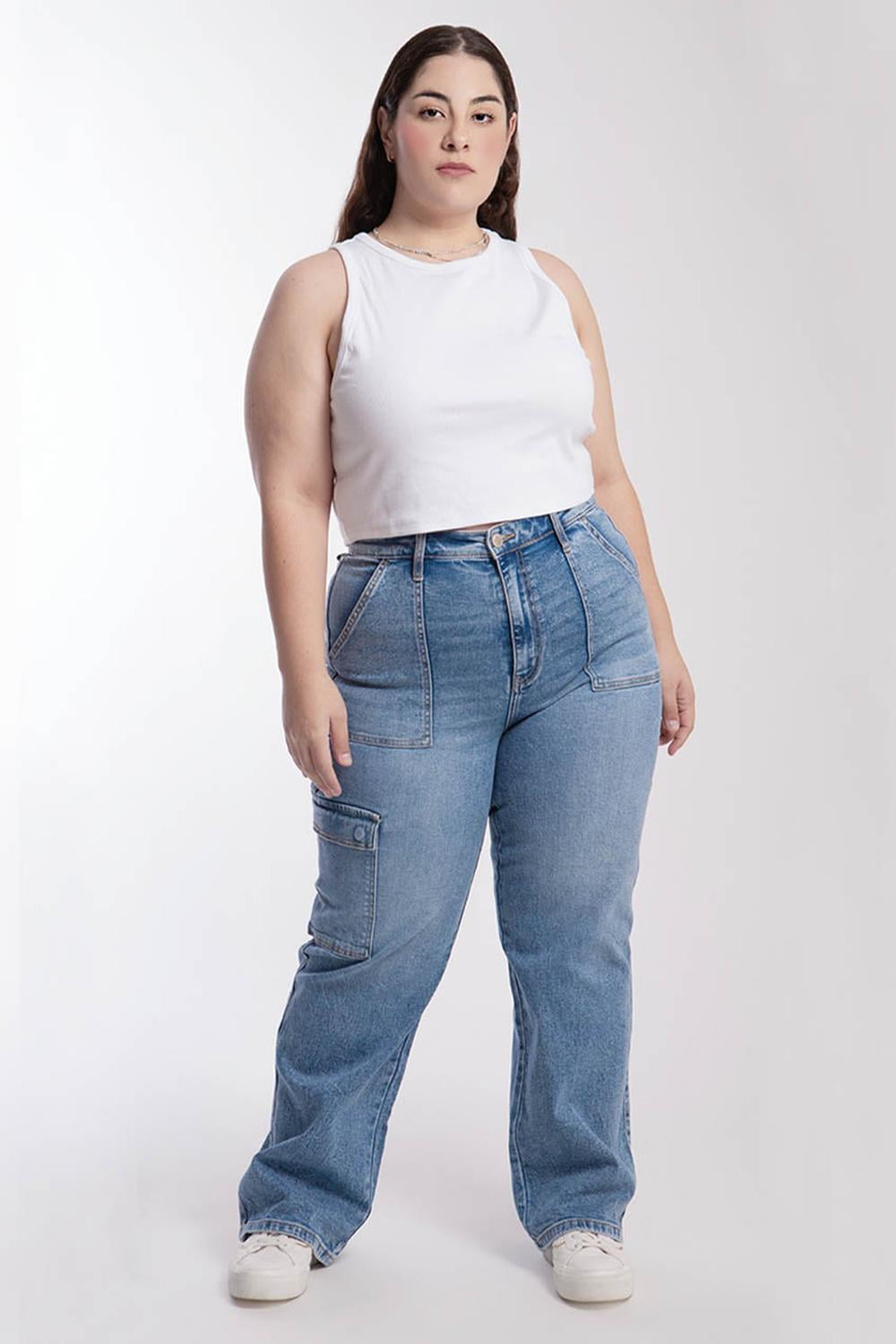 Jeans cargo Wide Leg Balam / Tallas Extras, 6521 (Medio) azul 38 ...