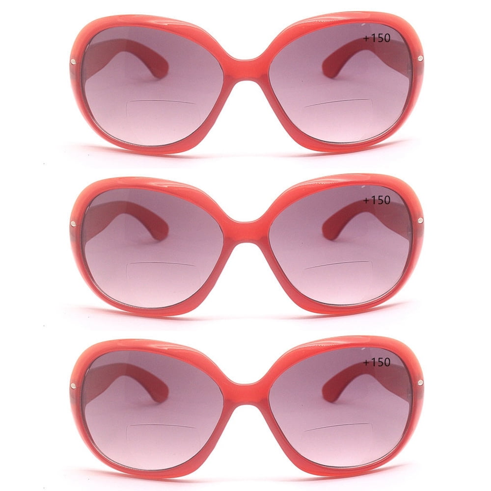 3 Pairs Womens Tinted Bifocal Reading Glasses Oversized Readers ...