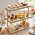 3 Tier Marble Charcuterie Board White and Gold Frame Stand Marble Cake ...