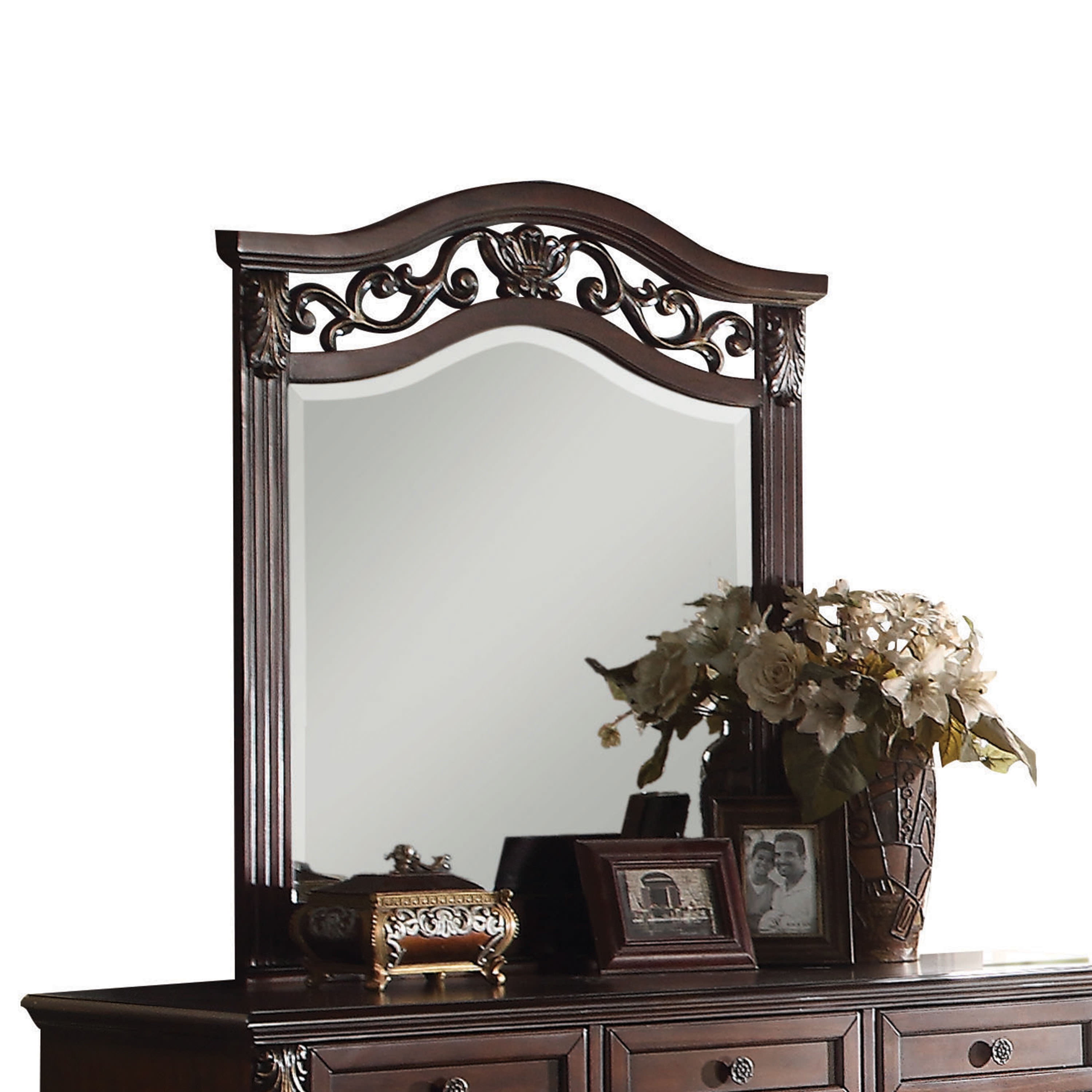 ACME Manfred Wooden Frame Mirror in Dark Walnut - Walmart.com