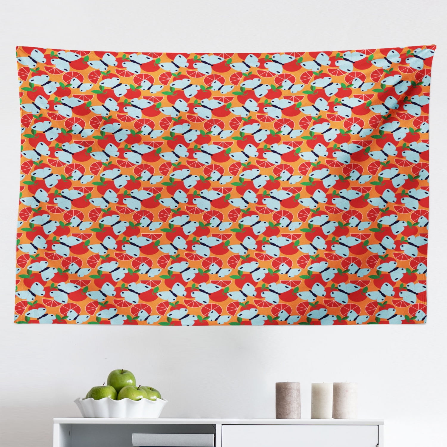 Tangerine Tapestry, Abstract Repeating Pattern with Mandarins on Leafy ...