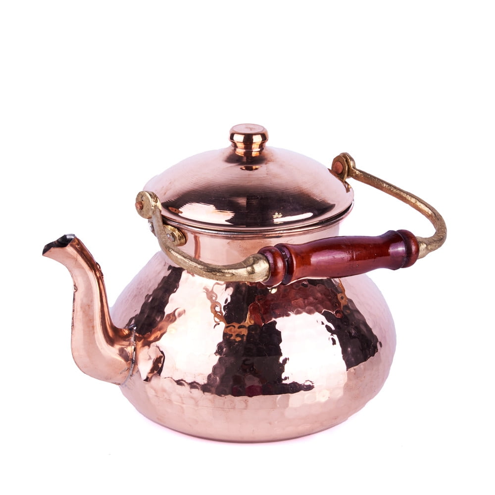 Kitchen Teapot for Loose Tea Classic Copper Tea Pot with Wood Handle ...
