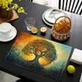4pcs Tree of Life Placemats - Vibrant Sunset & Forest Design, 12x18 ...