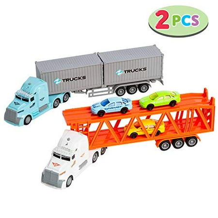 JOYIN Die-cast Truck Toy Set Includes Friction Freight Truck and ...