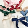 French Retro Satin Bow Hair Clip with Long Ribbons, Forest-Style Soft ...