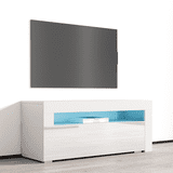 Arm Modern High Gloss 79" TV Stand with LED Lights, Storage Cabinets ...