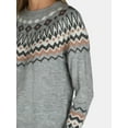 99 Jane Street Women's Fair Isle Crewneck Sweater with Long Sleeves ...