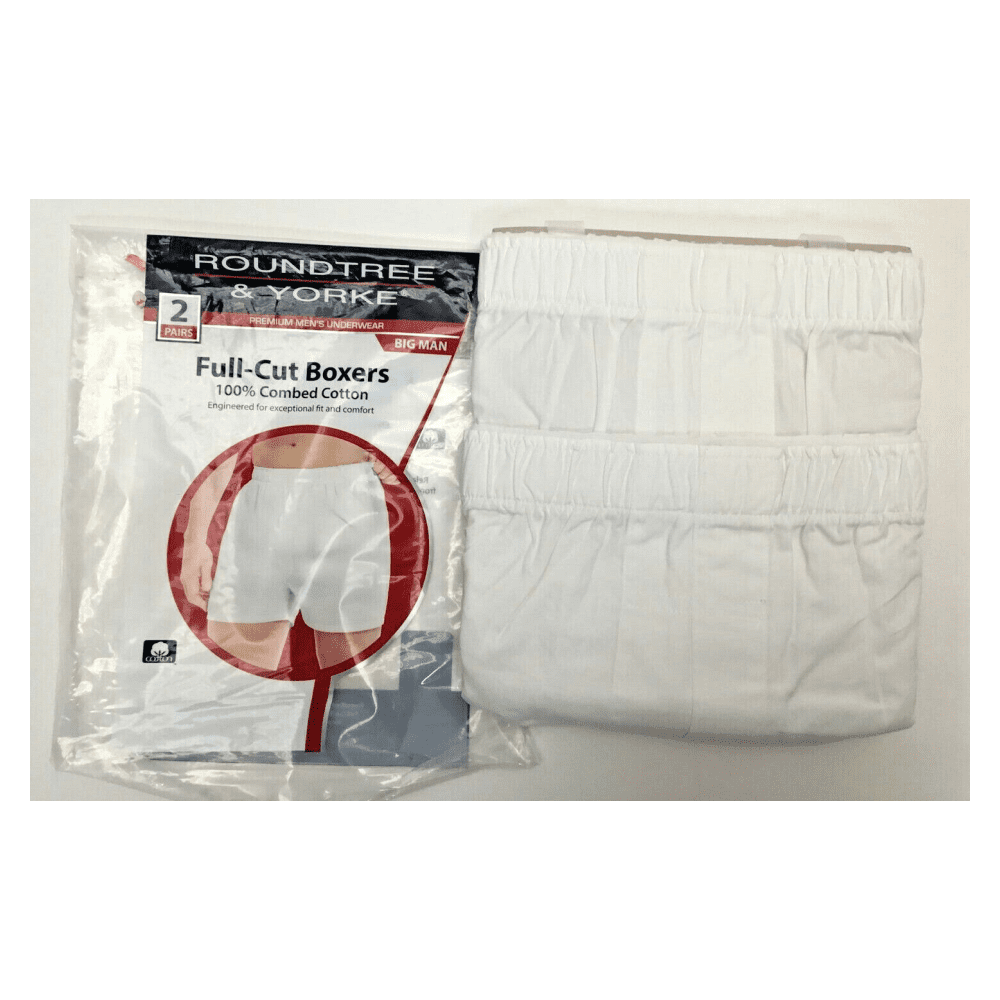 Roundtree and Yorke Big Man 2 Pairs Cotton Full-Cut Boxers, Size 52 ...