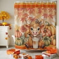 Bathroom Shower Curtain Cartoon Cow Thanksgiving Pumpkin Waterproof ...