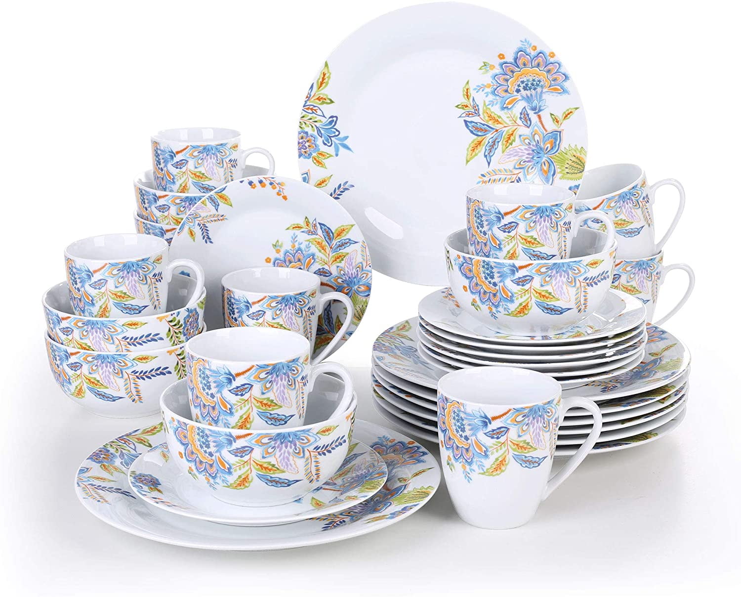 VEWEET Dinnerware Sets, Porcelain Dinner Set for 8, 32-Piece Colourful ... VEWEET Dinnerware Sets, Porcelain Dinner Set for 8, 32-Piece Colourful ...